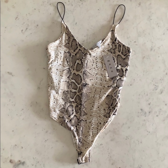 gaze | Tops | Snake Skin Print Bodysuit | Poshmark